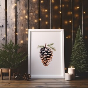 Pine Cone Print, Pinecone Wall Art, Christmas Decorations, Christmas Wall Art Print, Holiday ...
