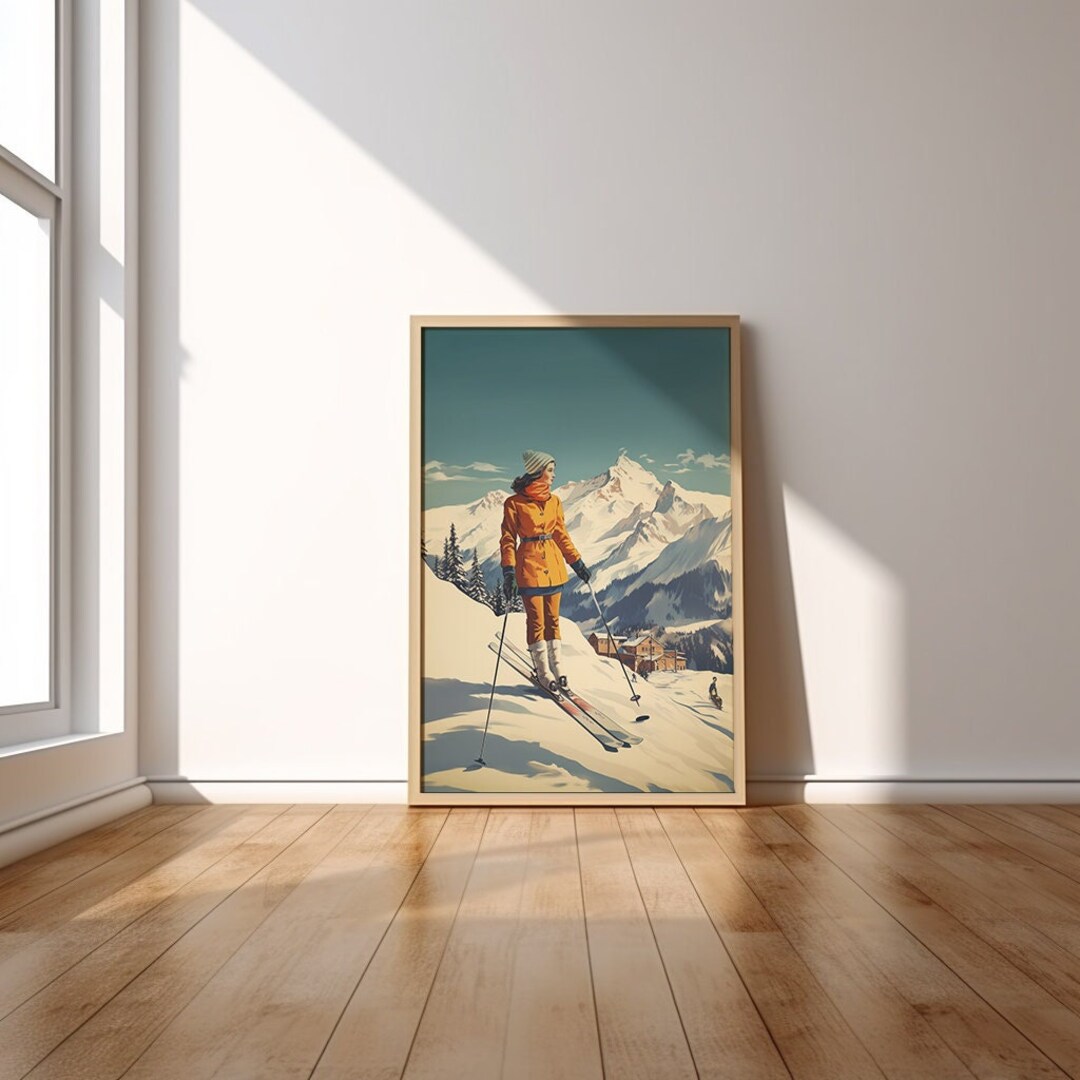 Vintage Ski Poster Wall Art, Winter Retro Posters, Ski Lodge Decor, Ski ...