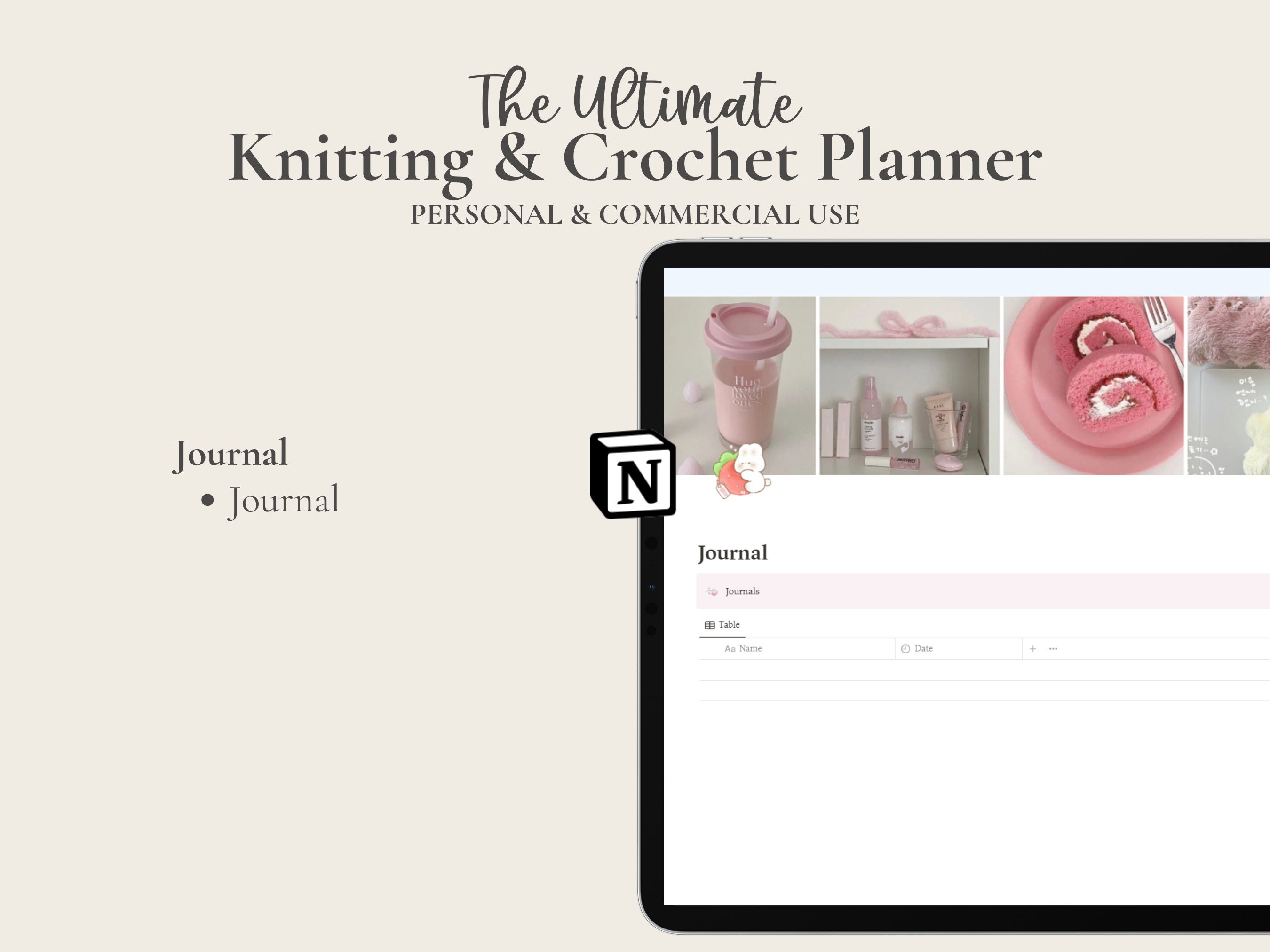 PLR Knitting and Crochet Notion Planner Digital Journal Notion Template ...