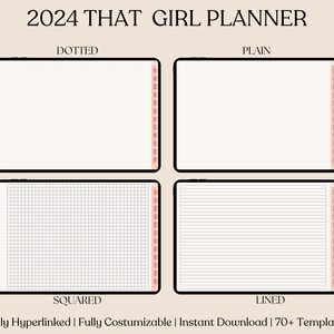 PLR Beige That Girl 2024 Planner, Fully Hyperlinked Digital Planner ...