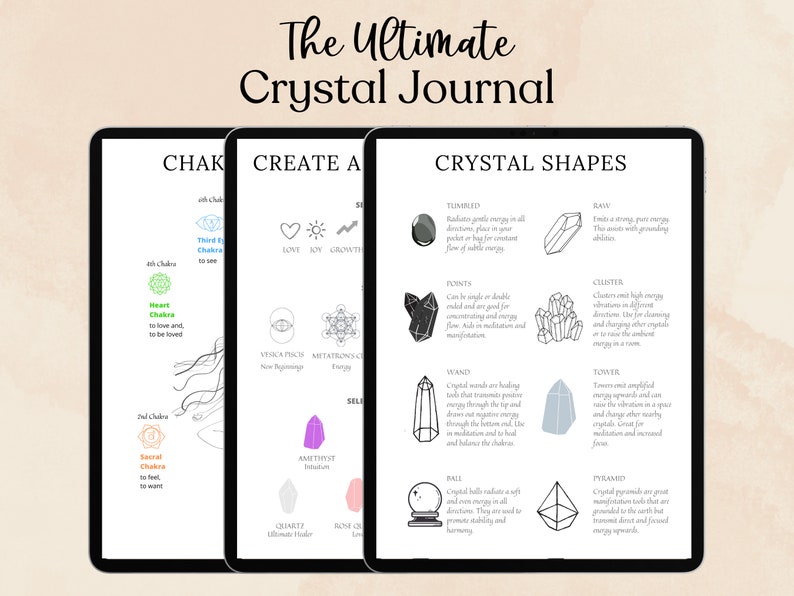 Crystal Journal PLR Printable Pack, Digital Planner Bundle, Editable ...
