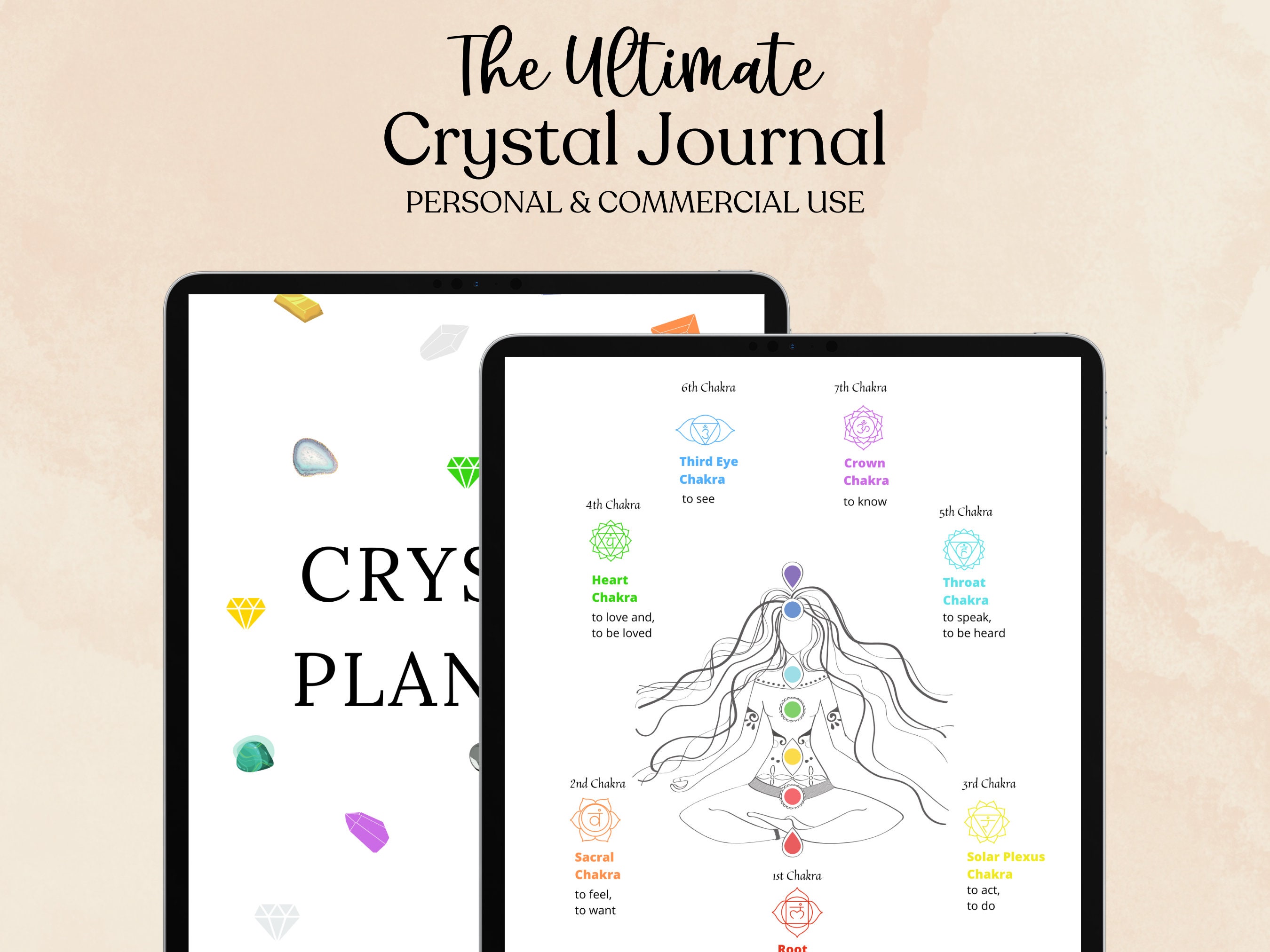 Crystal Journal PLR Printable Pack, Digital Planner Bundle, Editable ...