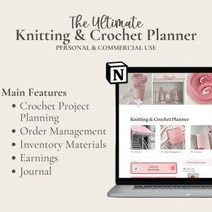 PLR Knitting and Crochet Notion Planner | Digital Journal | Notion Template | Yarn Stash Tracker ...