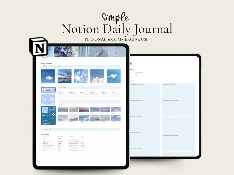 PLR Notion Daily Journal | Digital Journal | Accomplish Goals | Productivity Planner | Create ...