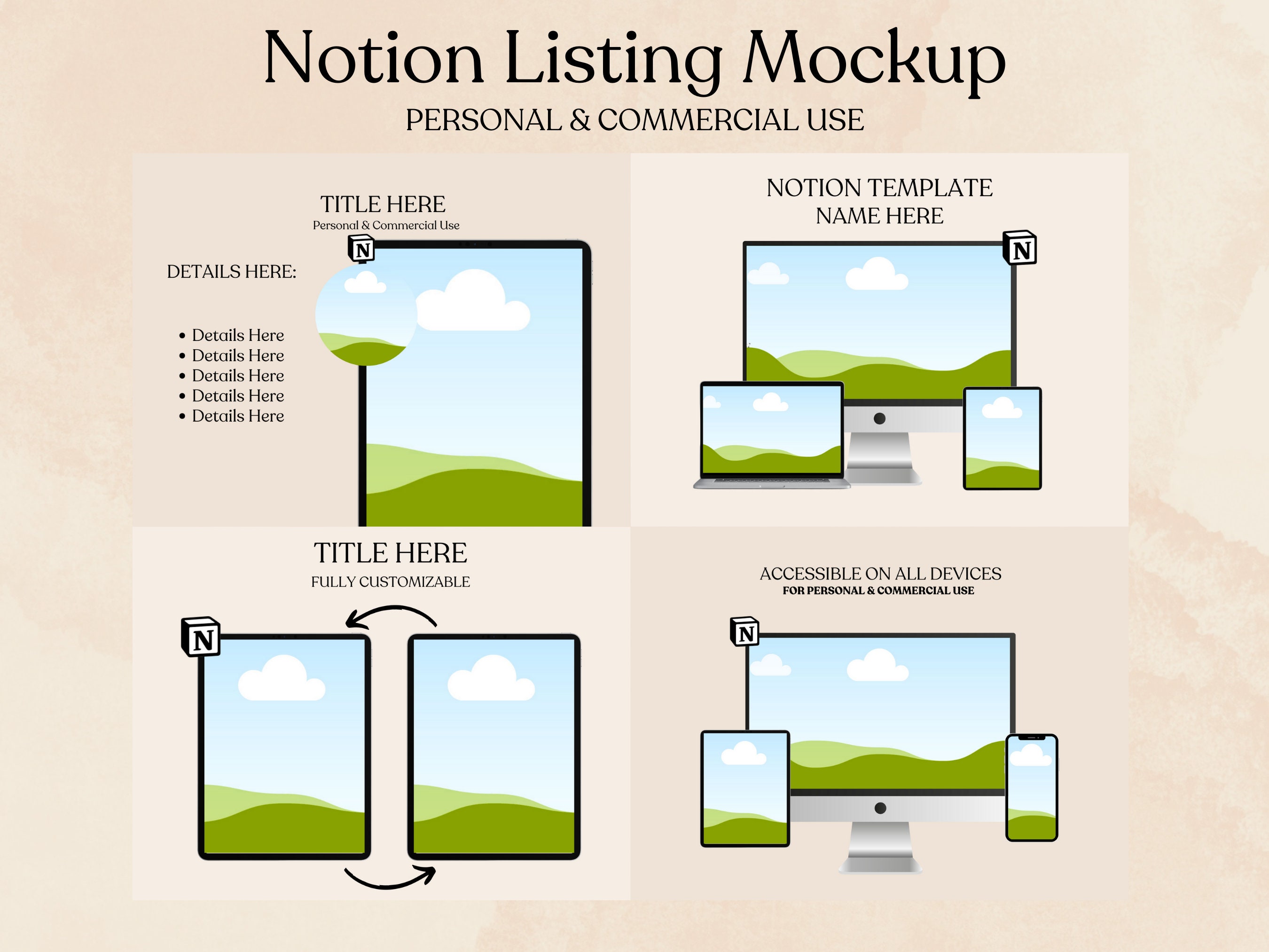 PLR Notion Listing Mockup Canva Template Printable Planner Instant ...
