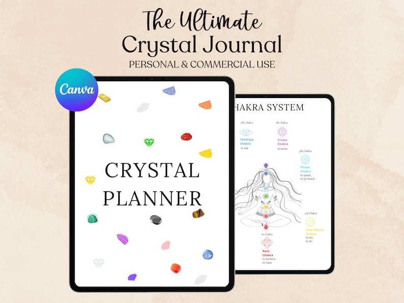 Crystal Journal PLR Printable Pack, Digital Planner Bundle, Editable ...