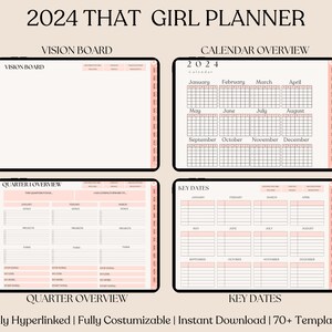 PLR Beige That Girl 2024 Planner, Fully Hyperlinked Digital Planner ...