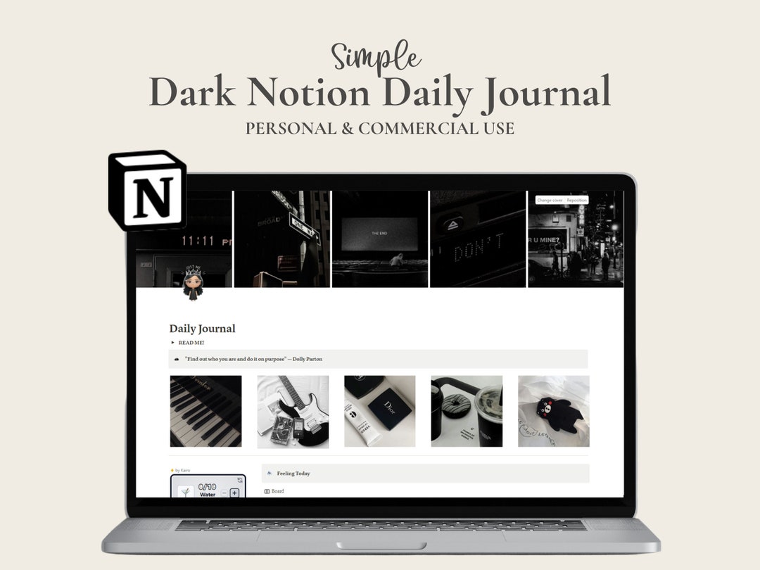 Dark Mode Notion Daily Journal, Vision Board Template, Gratitude ...