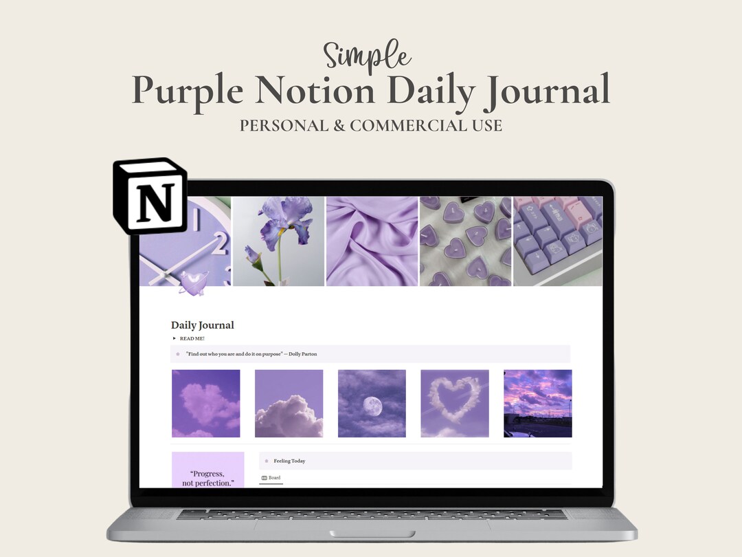 Purple Notion Daily Journal | Aesthetic Personal Diary | Planner ...