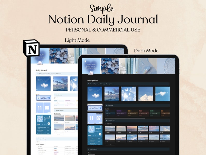 PLR Notion Daily Journal Digital Journal Accomplish Goals Productivity ...