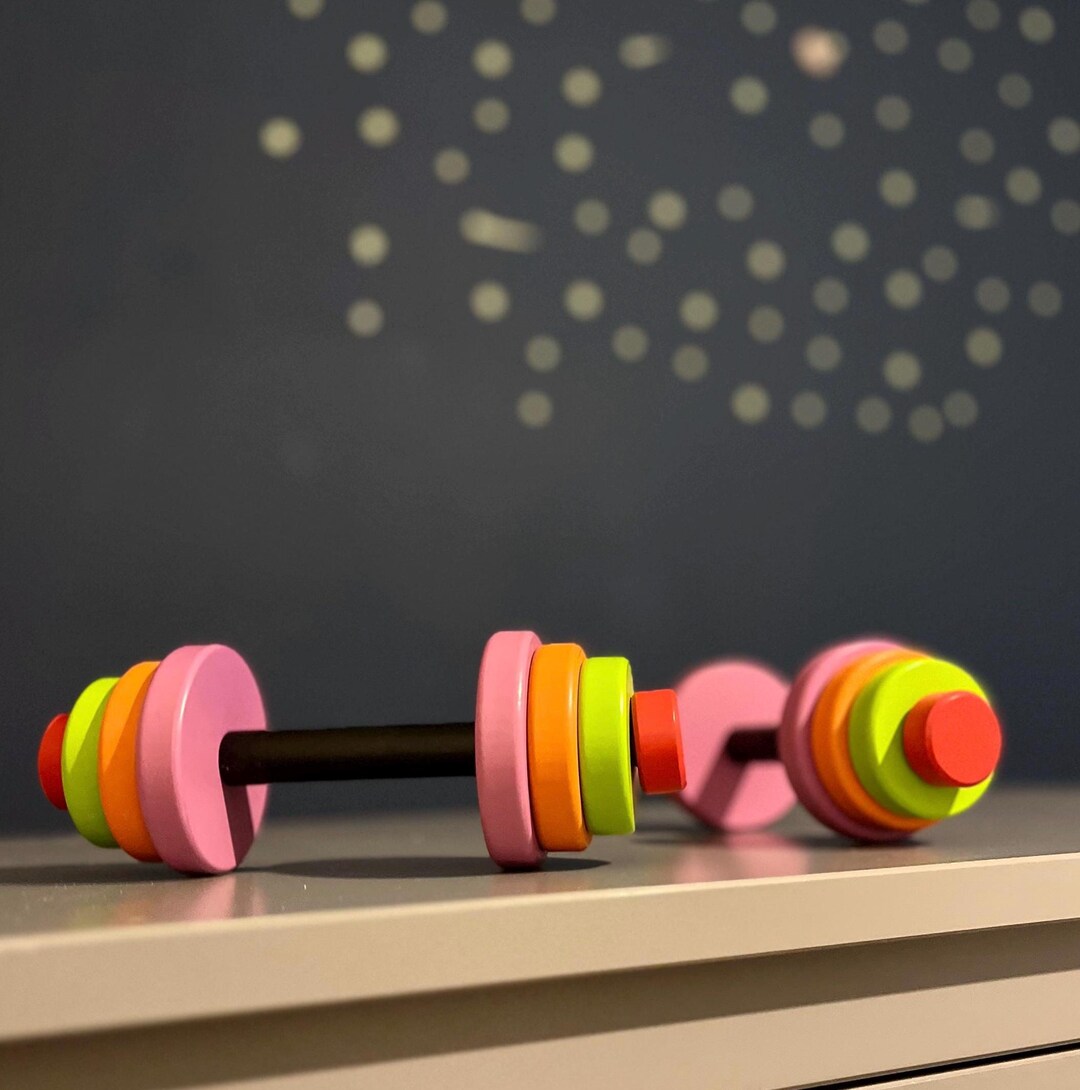 Colorful Wooden Toy Dumbbells for Kids – Montessori-inspired Play ...