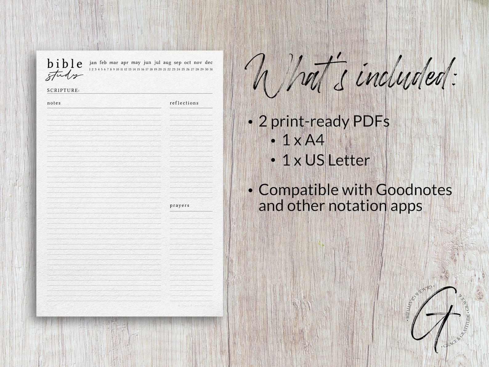 Minimalist Printable Bible Study Notes Template | Bible Study PDF ...