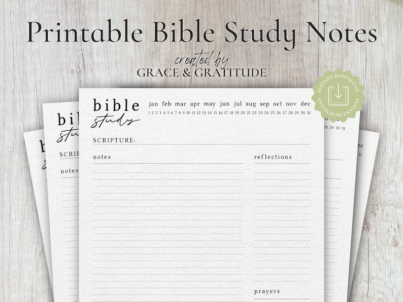 Minimalist Printable Bible Study Notes Template | Bible Study PDF ...