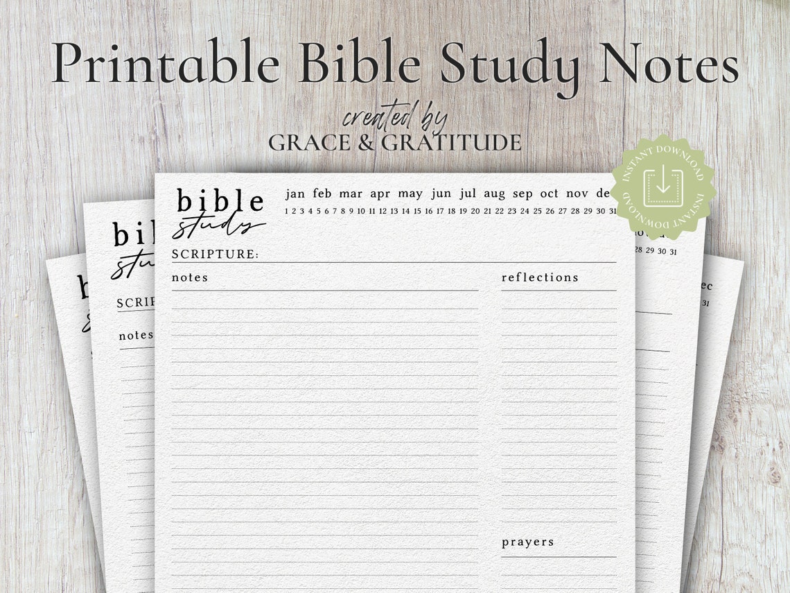 Minimalist Printable Bible Study Notes Template | Bible Study PDF ...