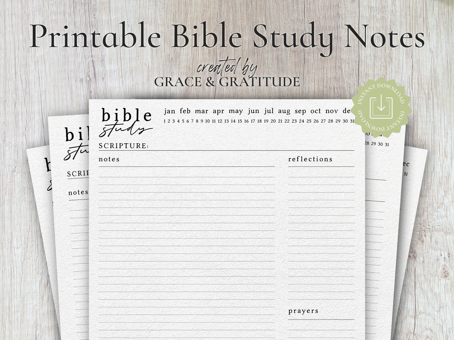Minimalist Printable Bible Study Notes Template | Bible Study PDF ...