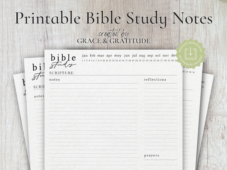 Minimalist Printable Bible Study Notes Template | Bible Study PDF ...