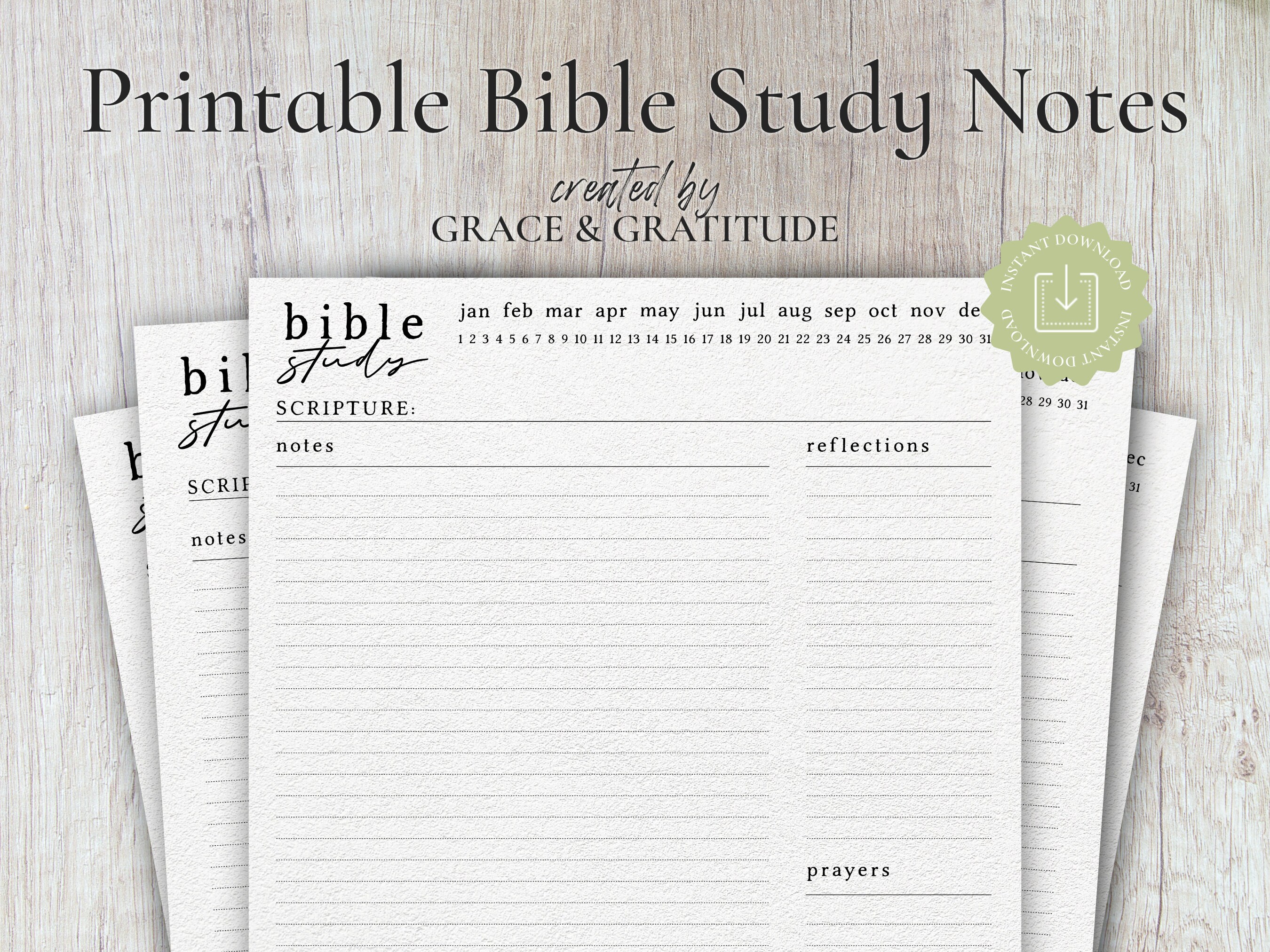 Minimalist Printable Bible Study Notes Template | Bible Study PDF ...