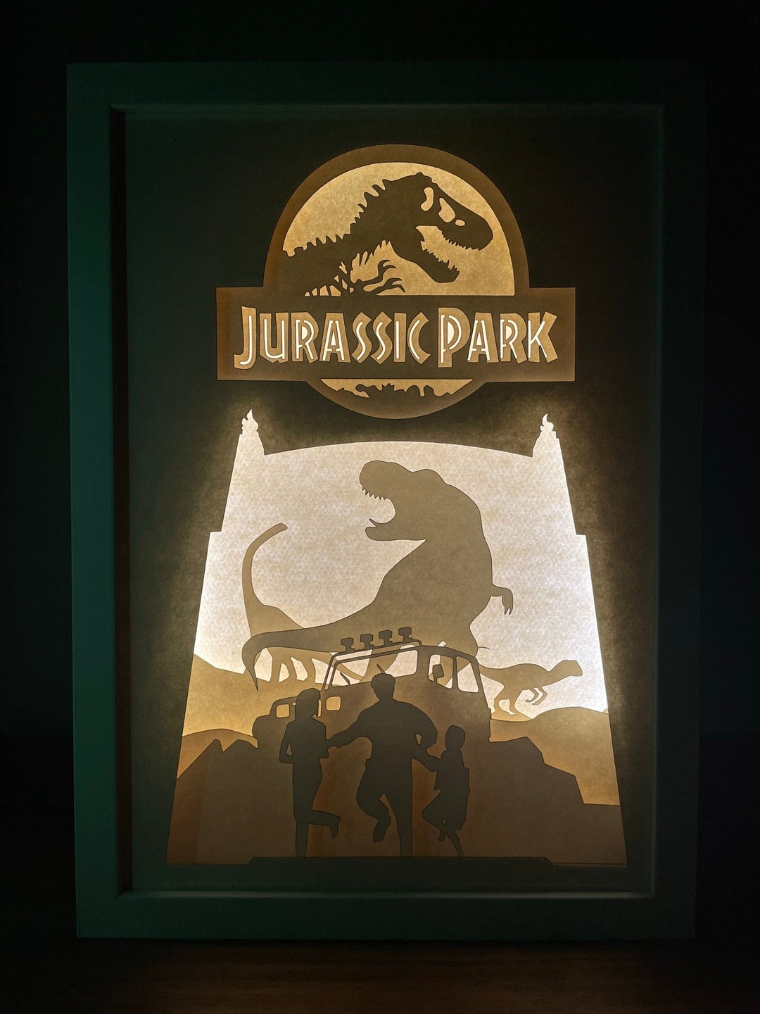Jurassic Park Paper Cut Gaming Night Light Gaming Room - Etsy
