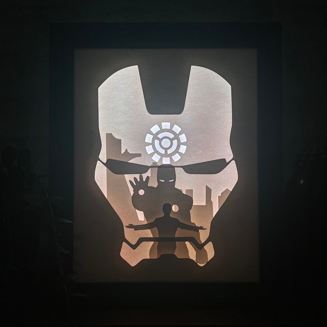 Iron Man LED Light Box Handcrafted Marvel Decor, Gaming Room Night ...