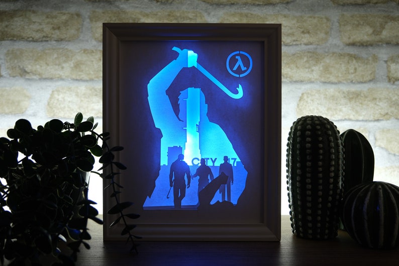 Half-life Themed Light Box Shadow Box LED Lit Gordon Freeman Art Gamer ...
