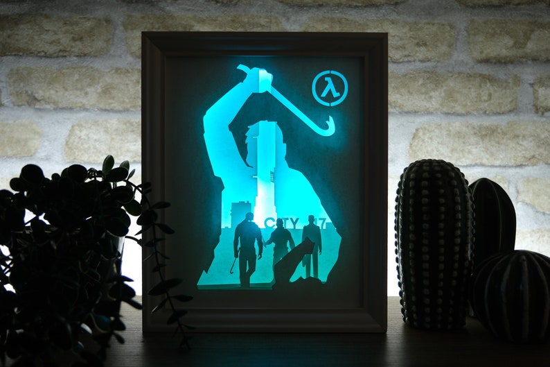 Half-life Themed Light Box Shadow Box LED Lit Gordon Freeman Art Gamer ...