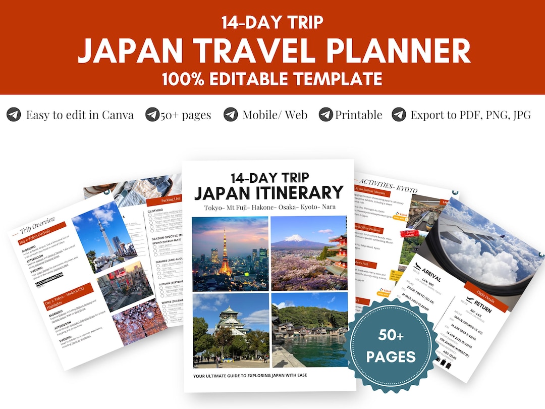 Japan Travel Itinerary Template | Digital Download | Ultimate Japan ...