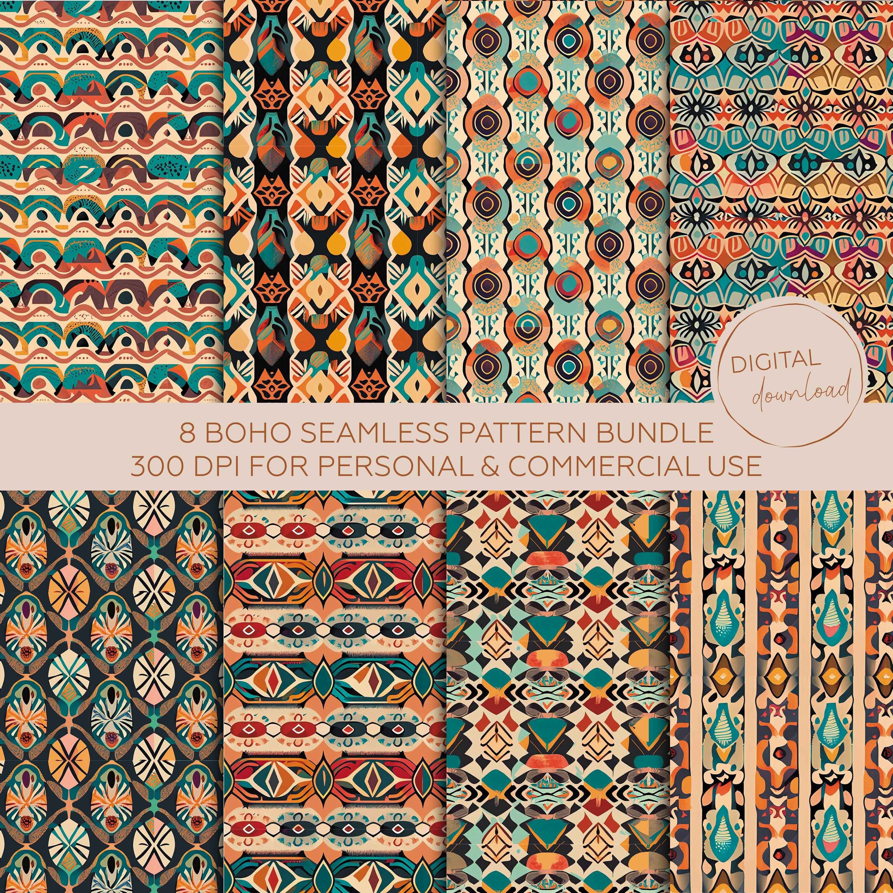 8 Boho Seamless Pattern Bundle Boho Digital Paper Boho - Etsy Finland