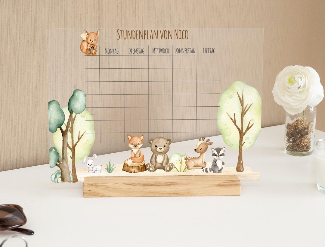 Personalized Timetable - School Enrollment Gift - Wipeable Acrylic ...