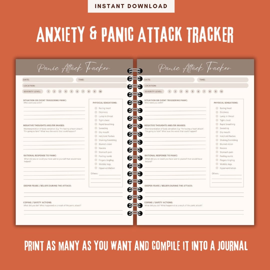 Anxiety and Panic Attack Tracker, Panic Attack Journal Log, Panic ...