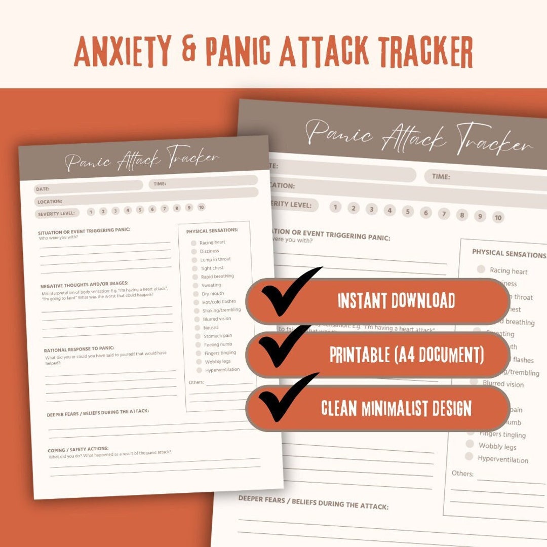 Anxiety and Panic Attack Tracker, Panic Attack Journal Log, Panic ...
