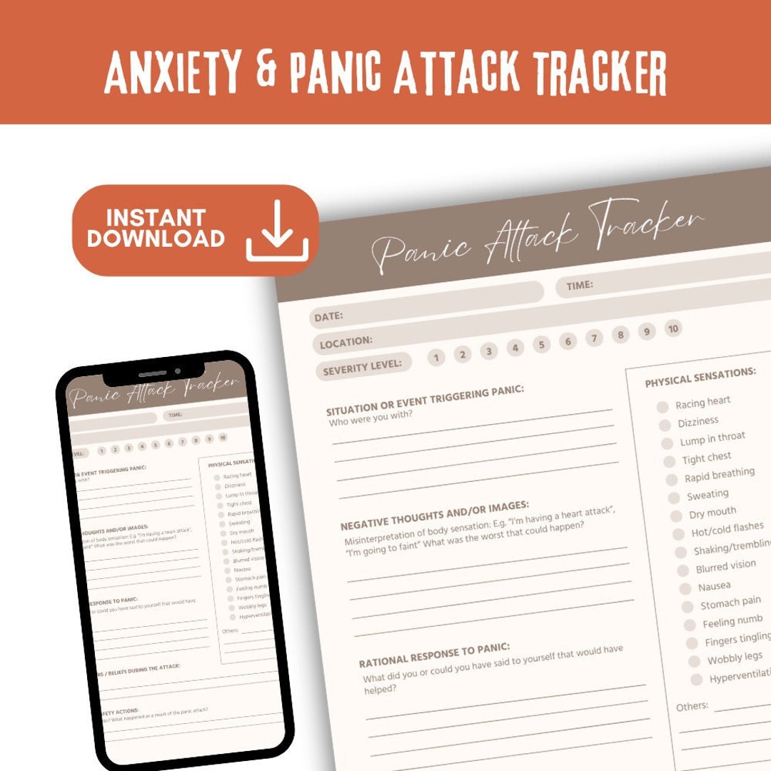Anxiety and Panic Attack Tracker, Panic Attack Journal Log, Panic ...