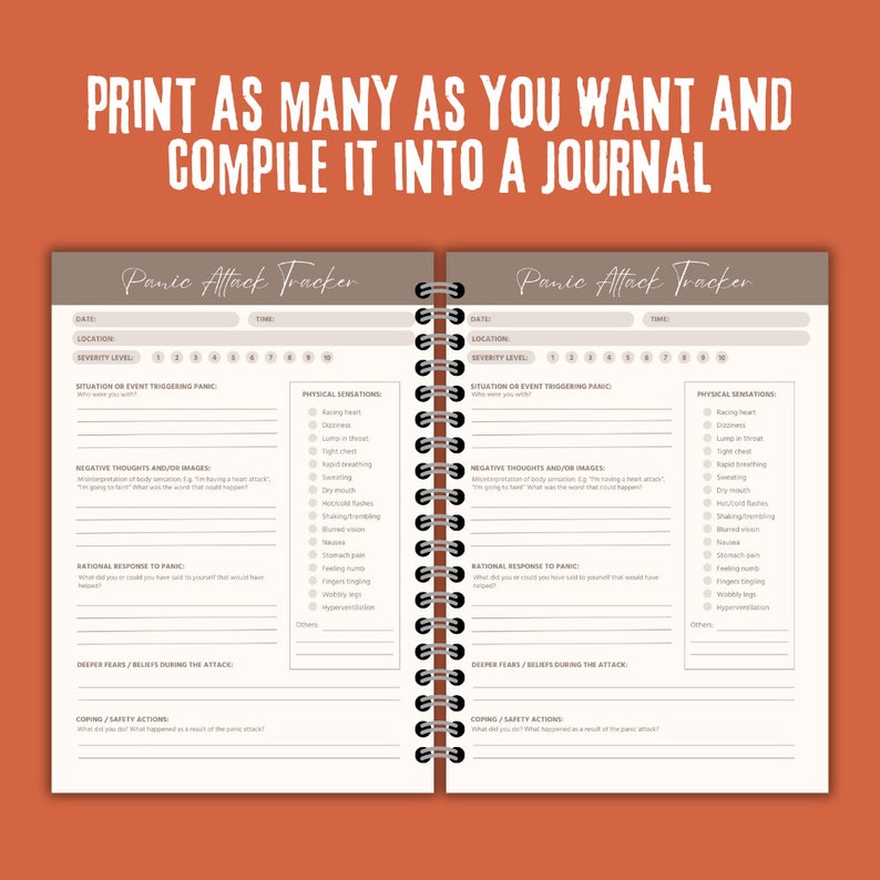 Anxiety and Panic Attack Tracker, Panic Attack Journal Log, Panic ...