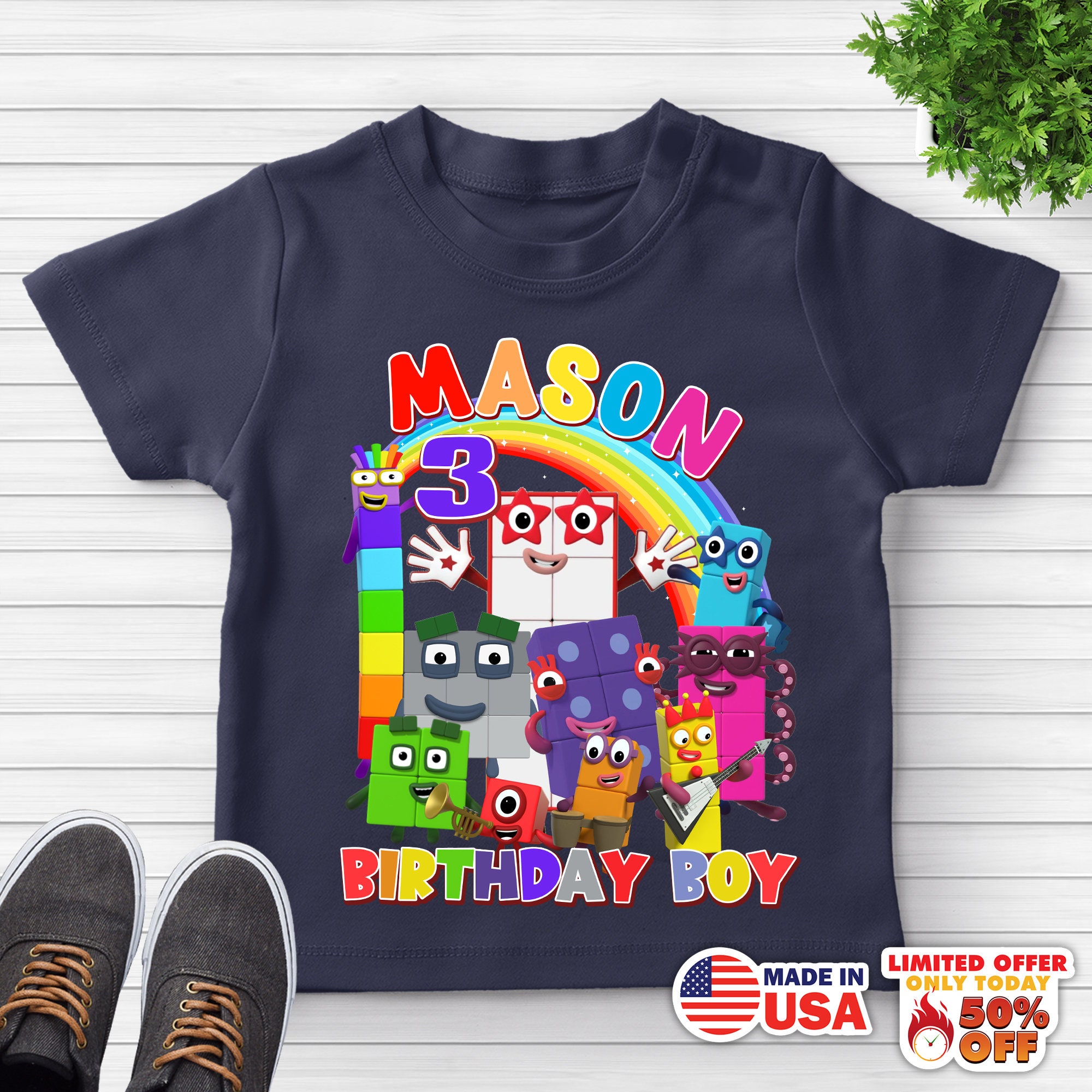 Number Blocks Birthday Shirt, Personalized Number Blocks Birthday ...