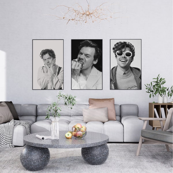 Black and White Poster Harry Styles - Etsy