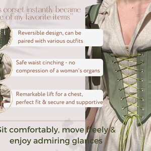 Reversible Renaissance Rococo Stays, Linen Overbust Corset, Green Front ...