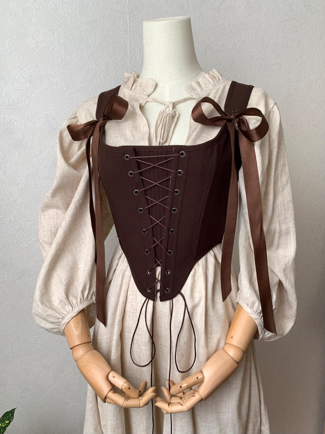 Reversible Brown Corset | Chocolate Double Sided Botanical Stays | Fern ...