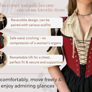 Black & Red Overbust Victorian Stays, Reversible Linen Corset ...