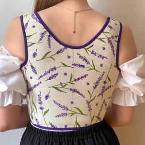 Violet Front Lacing Corset, Reversible Botanical Overbust Corset With ...