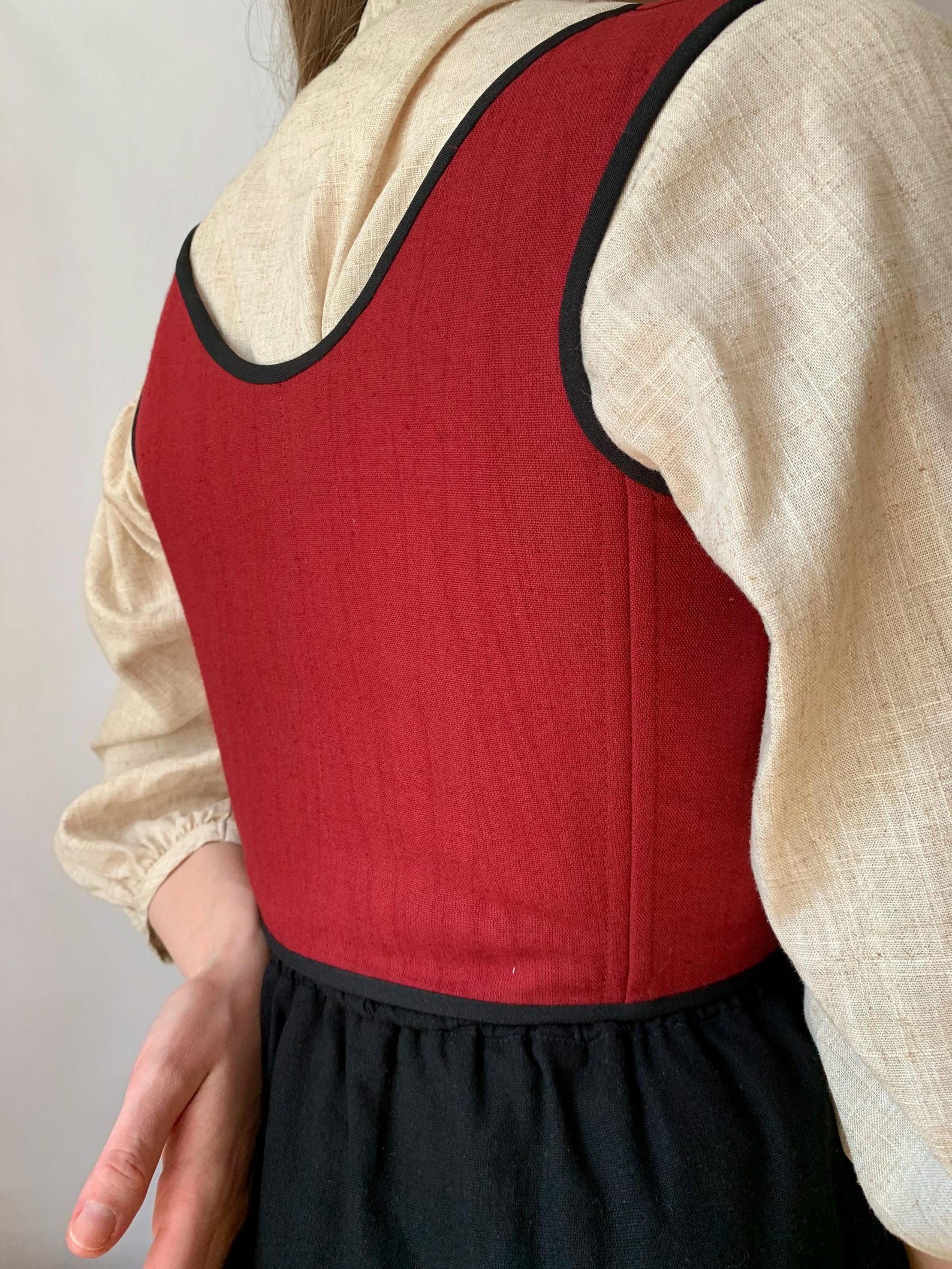 Black & Red Overbust Victorian Stays, Reversible Linen Corset ...