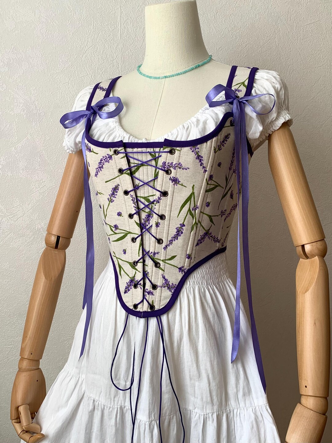 Reversible Purple Overbust Corset | Double Sided Lavender Linen 18th ...