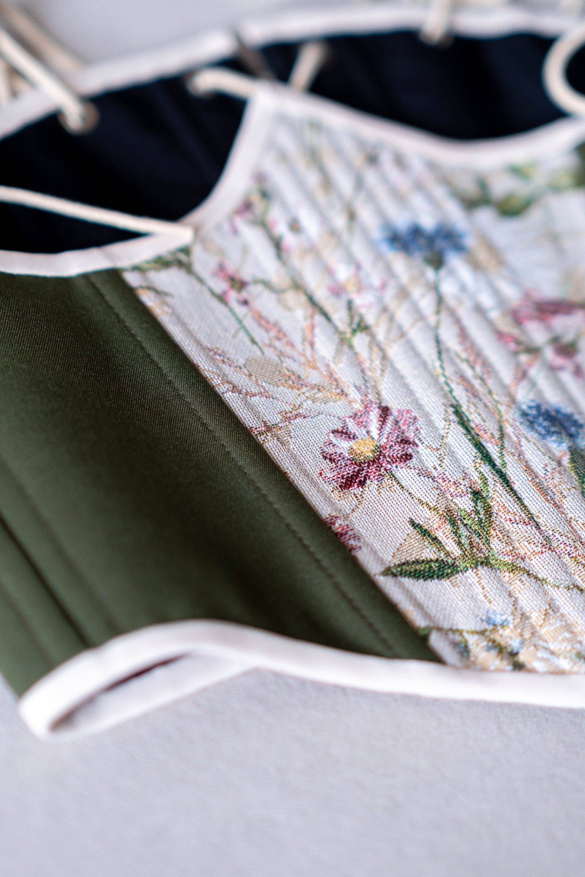 Reversible Underbust Corset Belt With Wildflowers, Soft Cotton Corset ...