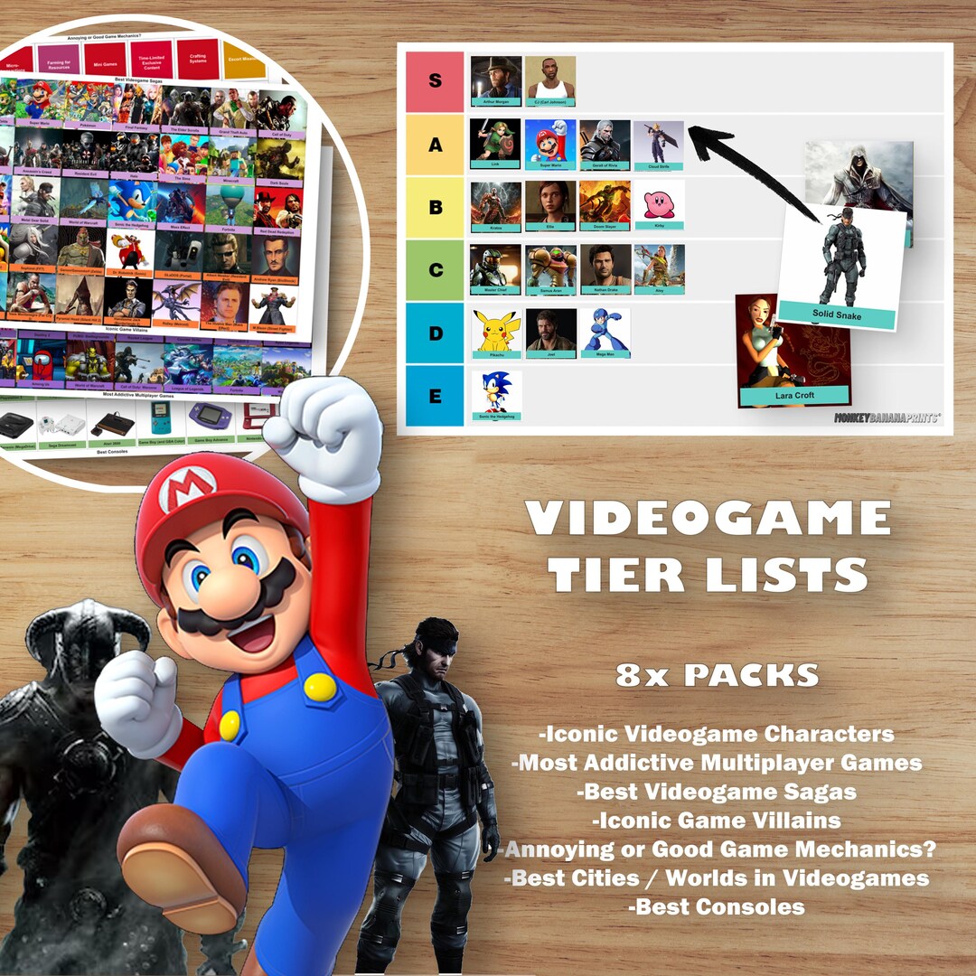 Videogame-themed Tier Lists 8 Fun Themes, 140 Printable ...