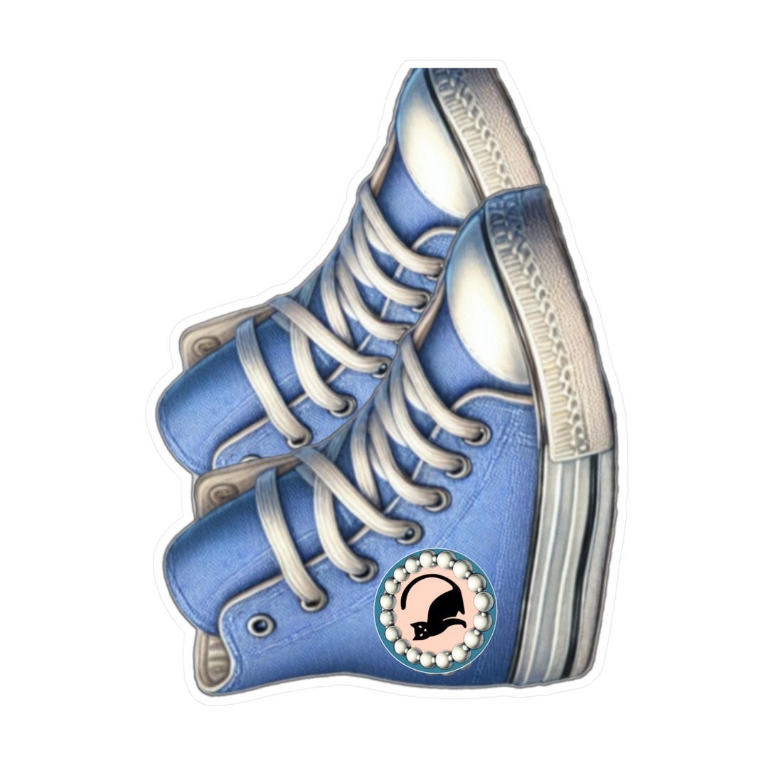 Vinyl Decals Cat and Pearls as Logo on Blue Converse for Kamala Harris ...