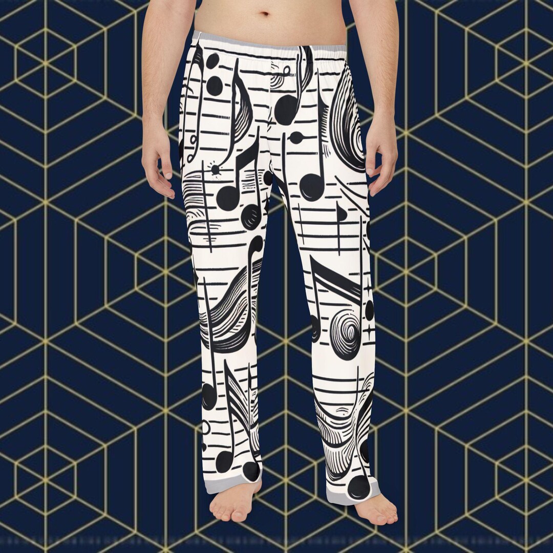 Men's Pajama Pants for Music Lovers Gift Bottoms With Musical Notes on ...