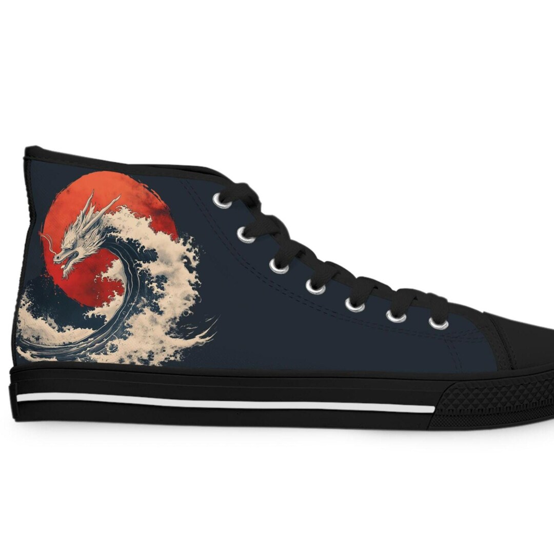 Dragon Art Women's High Top Sneakers Asian Style Unique Footwear ...