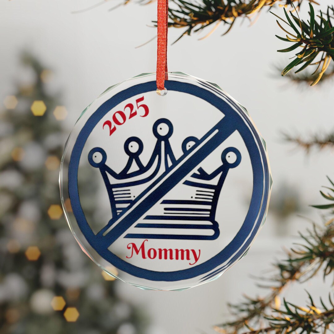 Personalized No Kings Crystal Glass Ornament - Clear Christmas Tree ...
