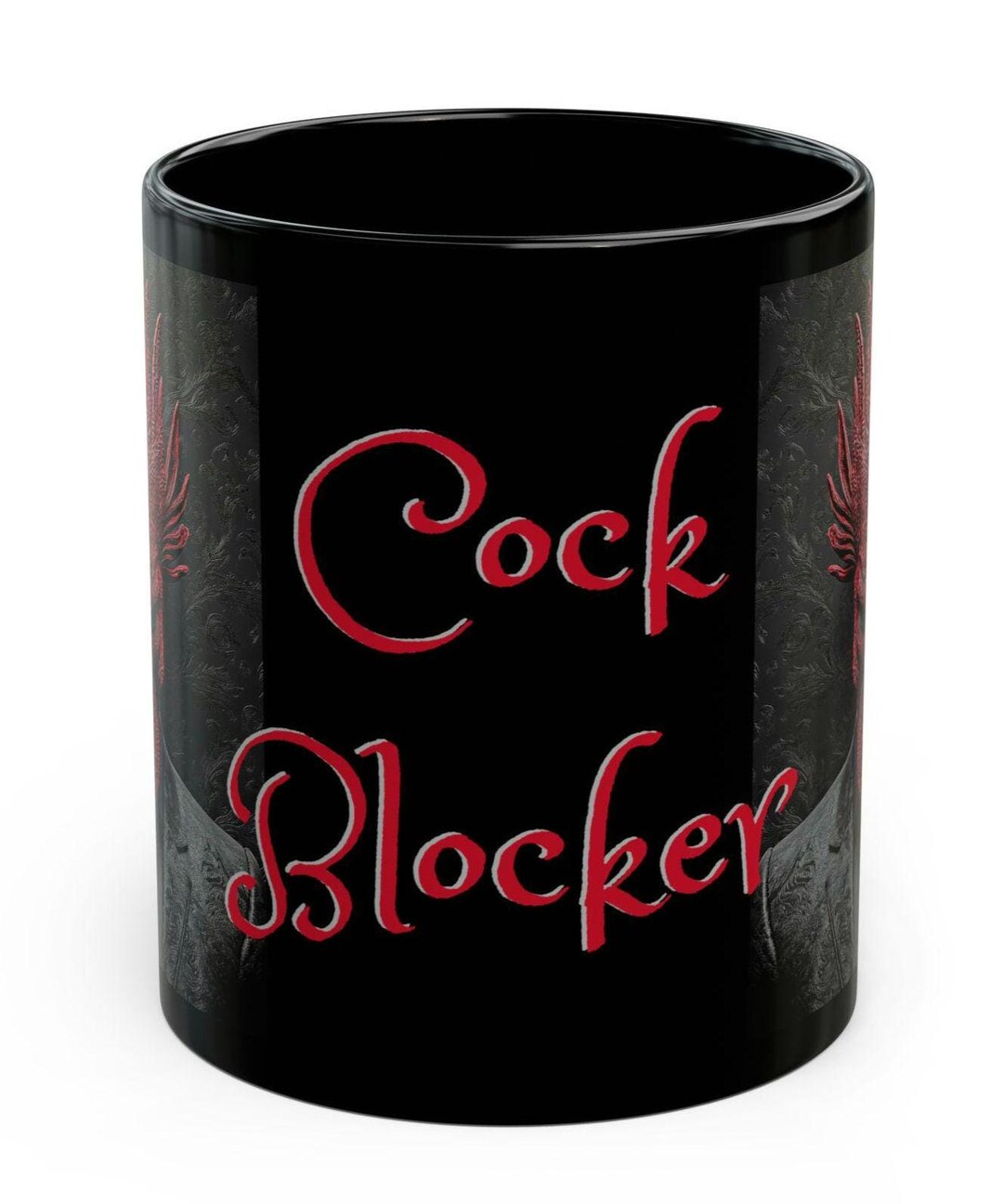 Funny Rooster Coffee Mug, Cock Blocker Black Mug 11oz, 15oz, Ceramic ...