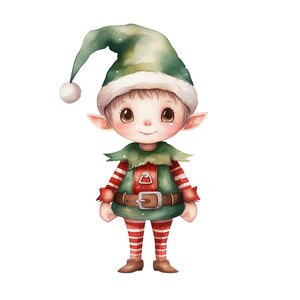 Christmas Elves Watercolor Clipart Bundle 10 PNG Elf Images, Instant ...