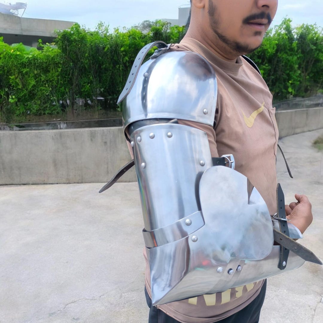 Medieval Steel Arm Armor | Knight Shoulder & Elbow Guard for LARP ...