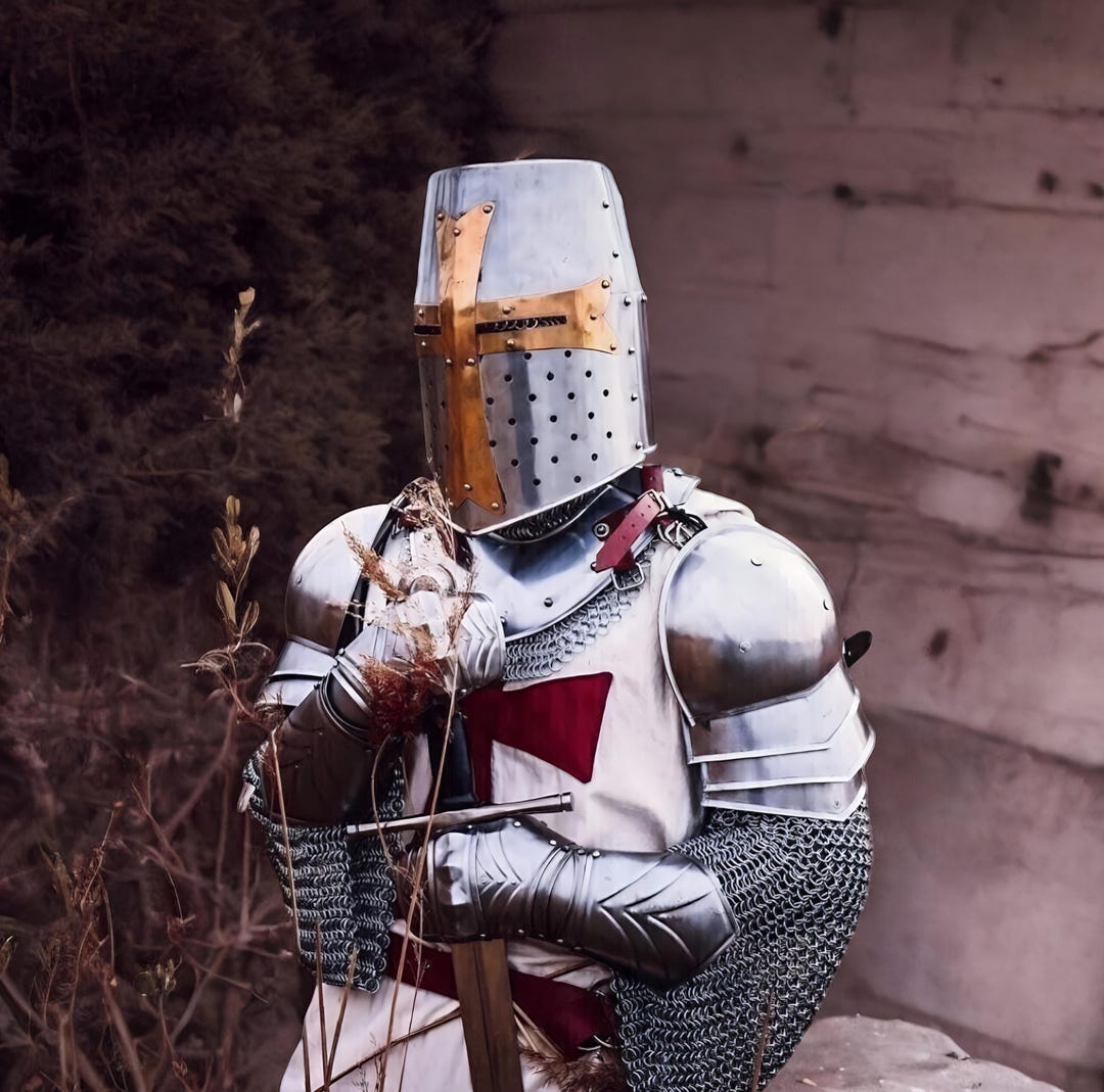Medieval Crusader Knight Armor Suit | Templar Chainmail & Helmet ...